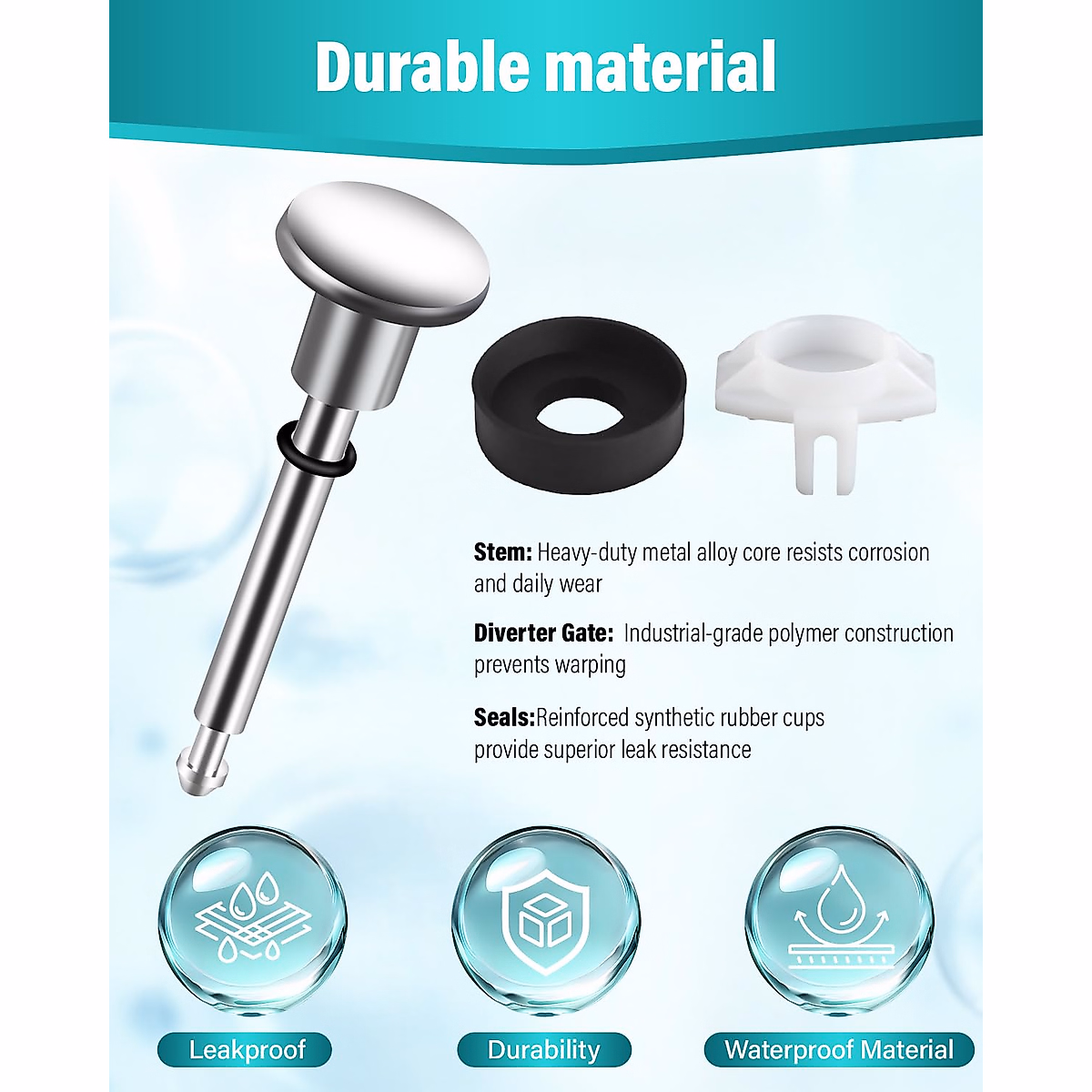Tub Spout Diverter Repair Kit(2Sets) - Leak Prevention Design with Metal Stem & Rubber Seals, 3-Step Installation for Shower/Bathtub Switching,Bathtub Leaky Faucet Repair Replacement Parts (2)