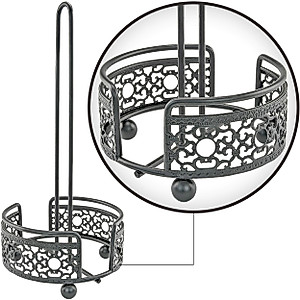 Southern Homewares Countertop Paper Towel Holder or Dispenser Patterned Metal Black Rustic Victorian like Wrought Iron