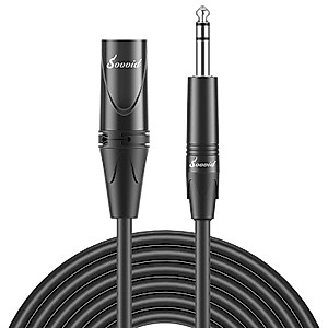 Sovvid Male XLR to 1/4 (6.35mm) TRS Jack Balanced Microphone Cable 6FT, TRS to XLR Male Cable Mic Cord for Dynamic Microphone