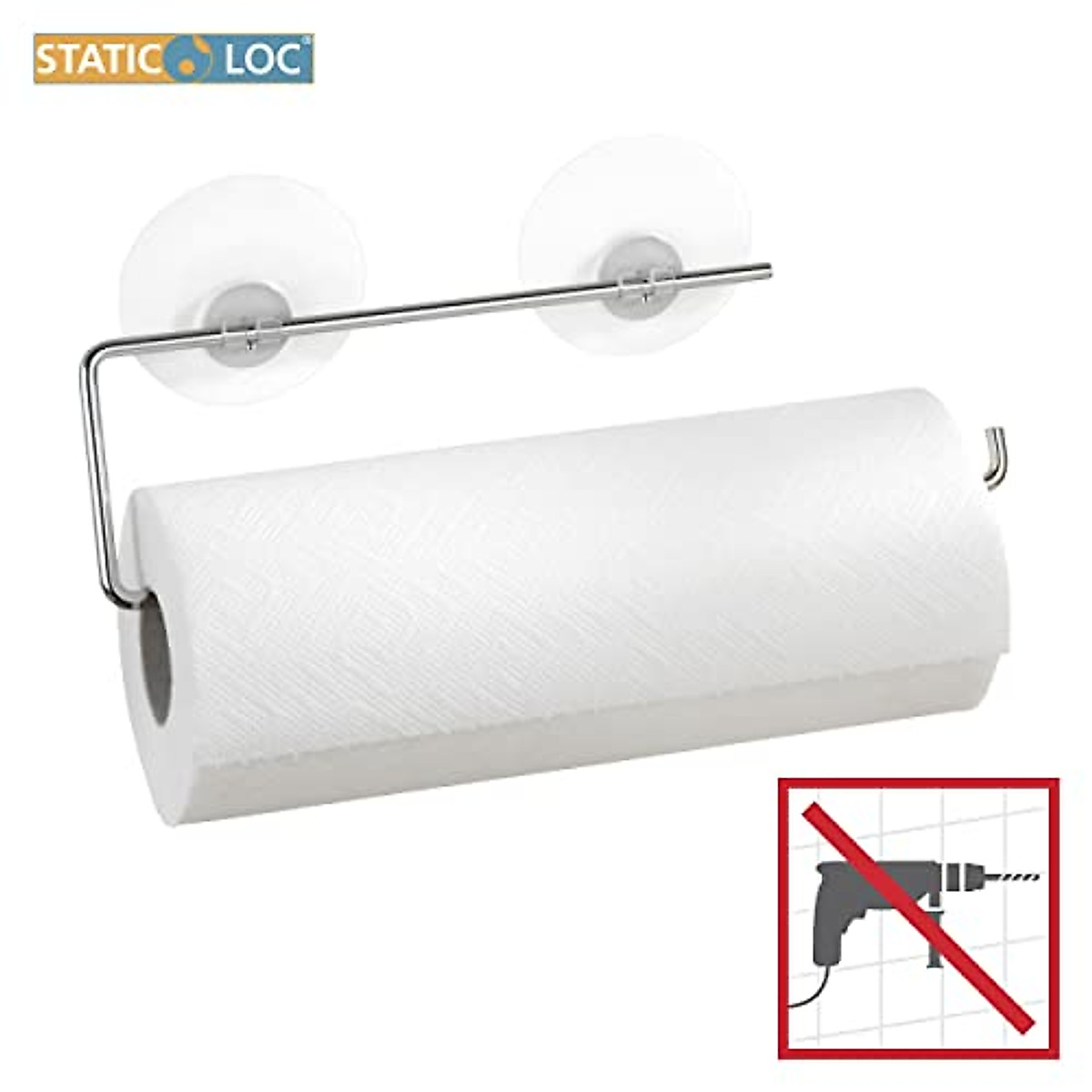 WENKO Paper Towel Holder Wall Mount in Silver, Under Counter Paper Towel Holder, Papertowel Holder, No Drilling and No Adhesives, Easy to Use, for Kitchen and Bath, 12x3 in