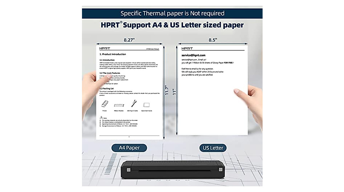 HPRT Wireless Bluetooth Portable Printer - High-Resolution Travel Printer