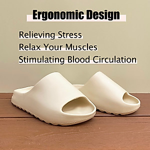 Doranolds Foam Slides For Women And Men Extremely Comfy Platform Thick Sole Beach Platform Slide Sandals Cream 10.5 Women/9.5 Men