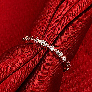 QIAOYING Jewelry Womens 3mm 18K Solid Rose Gold Gemstone Cubic Zirconia CZ Love Eternity Promise Ring Wedding Band (10)