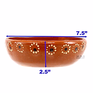 Ematik Plato Pozolero Bowl De Barro Mexican Artisan Floral 100% Clay Soup Pozole Menudo Caldo Bowls