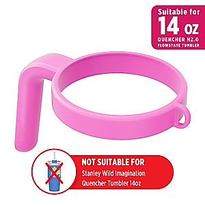 Tumbler Handle For Stanley 14 oz Cup Quencher H2.0 FlowState Tumbler, Handle with Keychain Holder for Nametags and Accessories, Stanley Cup Accessories 14 oz, Stanley Handle Attachment