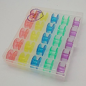 HONEYSEW 25pcs/Box Plastic Colorful Bobbin Universal 2518P for Brother Babylock Singer Juki