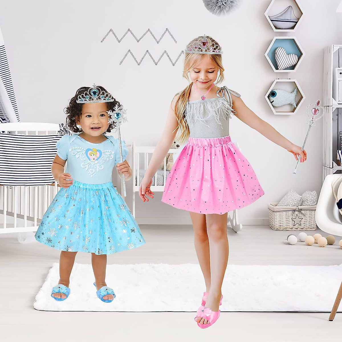 Princess Dress Up Clothes and Jewelry Boutique, Toys for Little Girls, Princess Costumes Gifts with Shoes, Dresses, Tiara, Necklaces, Gift Set for Toddler Girls Age 3 4 5 6 7 Years Old