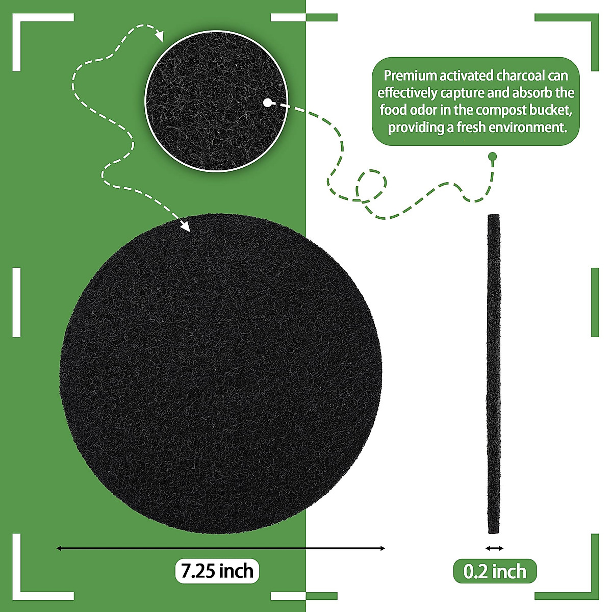 MyLifeUNIT 16 Pack Compost Bin Filter, Kitchen Compost Pail Charcoal Filter Replacements (7.25 inches)