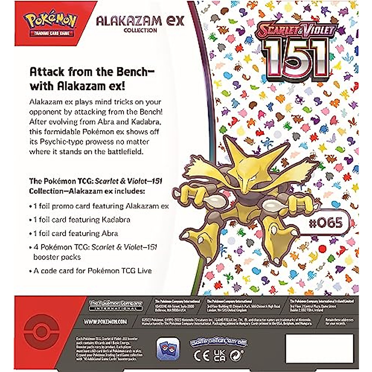 Pokemon TCG Scarlet & Violet 3.5 Pokemon 151 Alakazam Ex Box