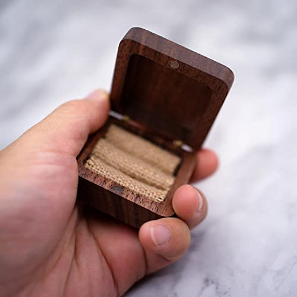 Wooden Ring Box, Ring Bearer Box, Retro Ringbearer Box, Jewelry Storage Holder, Wedding Ring Holder Gift for Wedding Ceremony Proposal for Wedding Engagement, Style1 ( Color : Engraving: We Do )