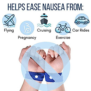 Cease Sickness Anti Nausea Wristband, Relief for Motion Sickness and Morning Sickness, Acupressure Wristband, Push Bead Into Wrist, Seasickness, Helps Vertigo, Relieves Dizziness