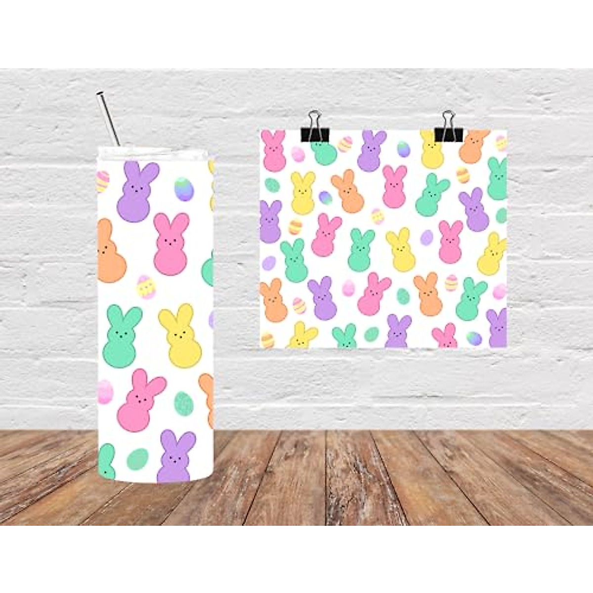 Pastel Peeps Bunny Pattern 20oz Stainless Steel Tumbler with Spillproof Lid and Straw