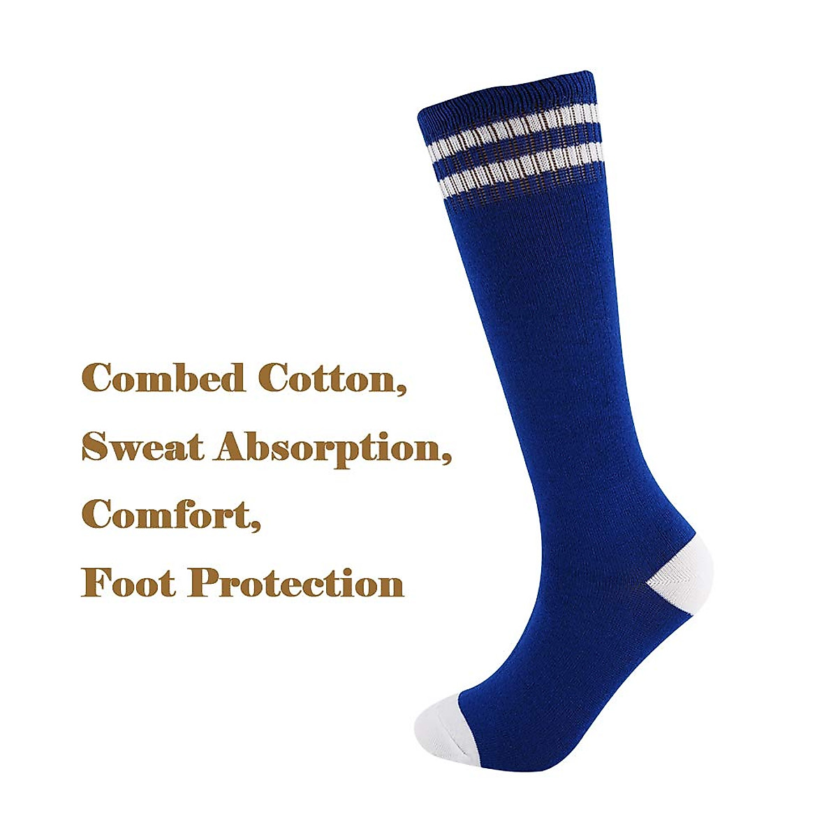 4 Pairs SocksDiary Knee High Socks for Kids, Cotton Soccer Socks for Boys, Girls, Toddlers