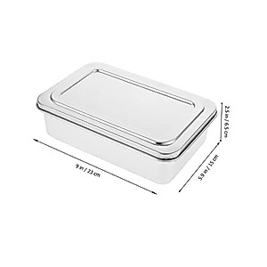 HOMSFOU Box Covered Baking Tray Bread Oven Bread Loaf Pans for Baking Stainless Steel Cake Pan Oven Box for Restaurant Bread Oven Box Bread Oven Tray Silver Metal Dish Stainless Steel