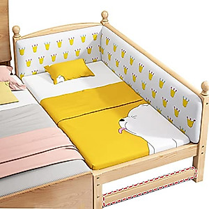 Wooden Widen Splicing Bed, Solid Pine Wooden Bed Frame, Bedroom Furniture for Adults, Kids, Teenagers, with Mattress + Bed Surround (Color : Style 1, Size : 200x60x40cm)