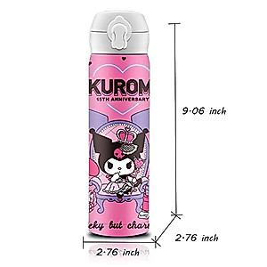 G-Ahora Anime Kitty Water Bottle,Kawaii Anime Water Bottle Cup,Reusable Water Bottle for Girls 500ml (kur&mel)