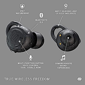 Urbanista Athens True Wireless Earphones 32 Hours Playtime Waterproof IP67 with Charging Case, Bluetooth 5.0, Built in Mic in-Ear Earphones Compatible with Android and iOS - Black