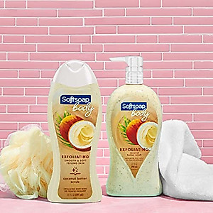 Softsoap Body Wash, Coconut Butter Scrub Body Wash, Exfoliating Body Wash, 20 Ounce (Pack of 2)