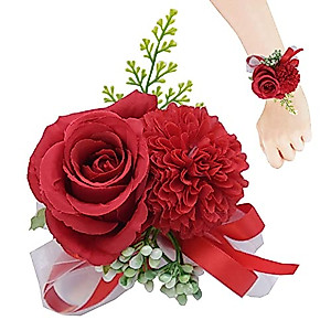 ADJ Wrist Flower - Handmade Artificial Rose Flower Wrist Corsage | Wristband Hand Flowers Wrist Corsage Bracelets, Corsage Wristlet Band for Wedding Bridesmaid Bridal Shower Prom Party