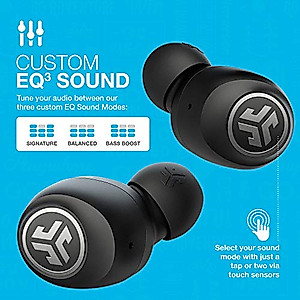 JLab Go Air True Wireless Bluetooth Earbuds + Charging Case | Black | Dual Connect | IP44 Sweat Resistance | Bluetooth 5.0 Connection | 3 EQ Sound Settings Signature, Balanced, Bass Boost