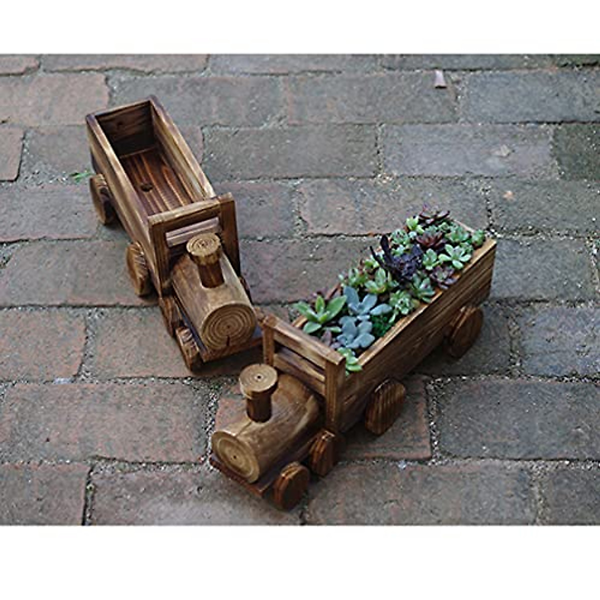 DOITOOL Home Decor Home Decor Plants Pots Succulent Pots Wooden Plant Pot Train Flower Pot Succulent Planter Flower Pots Bonsai Container Decoration Woodsy Decor Plants Pots Car Decor