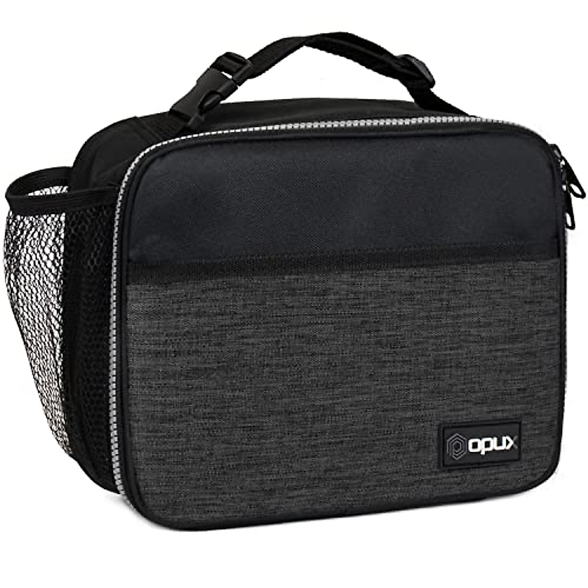 OPUX Insulated Lunch Bag, Soft Lunch Box for School Kids Boys Girls, Leakproof Small Lunch Pail for Adult Men Women, Reusable Compact Lunchbox Lunch Cooler Tote Bag for Office Work (Charcoal)