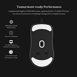 Ninjutso Katana Lightweight Gaming Mouse – 58G Ultralight Design with 16K DPI Optical Sensor, Assassin Paracord, Crispy Kailh GM8.0 Switch & 100% PTFE Feet