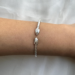 Cocoa Pods Ends .925 Sterling Silver West Indian Bangles Handmade Women Men Bracelets Caribbean Jamaican West Indies Gift Jewelry - PAIR (Made in USA)