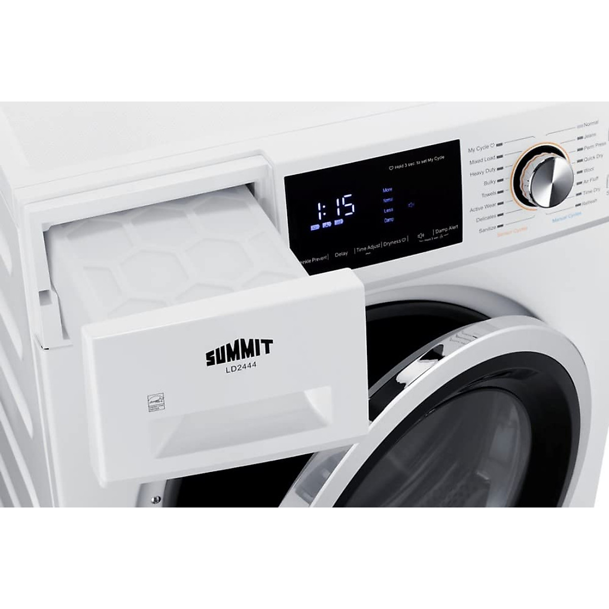 4.4 cu ft Front Load Dryer w/Glass Window - 15 Settings, 220v/1ph, White