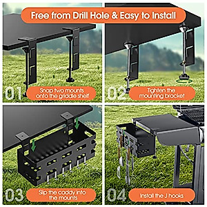 Shansis Griddle Caddy, Grill Caddy for Blackstone Griddle Accessories, Removable Griddle Caddy for 28"/36" Blackstone Griddles/Prep Cart, Hanging Caddy Free from Drill Hole BBQ Caddy