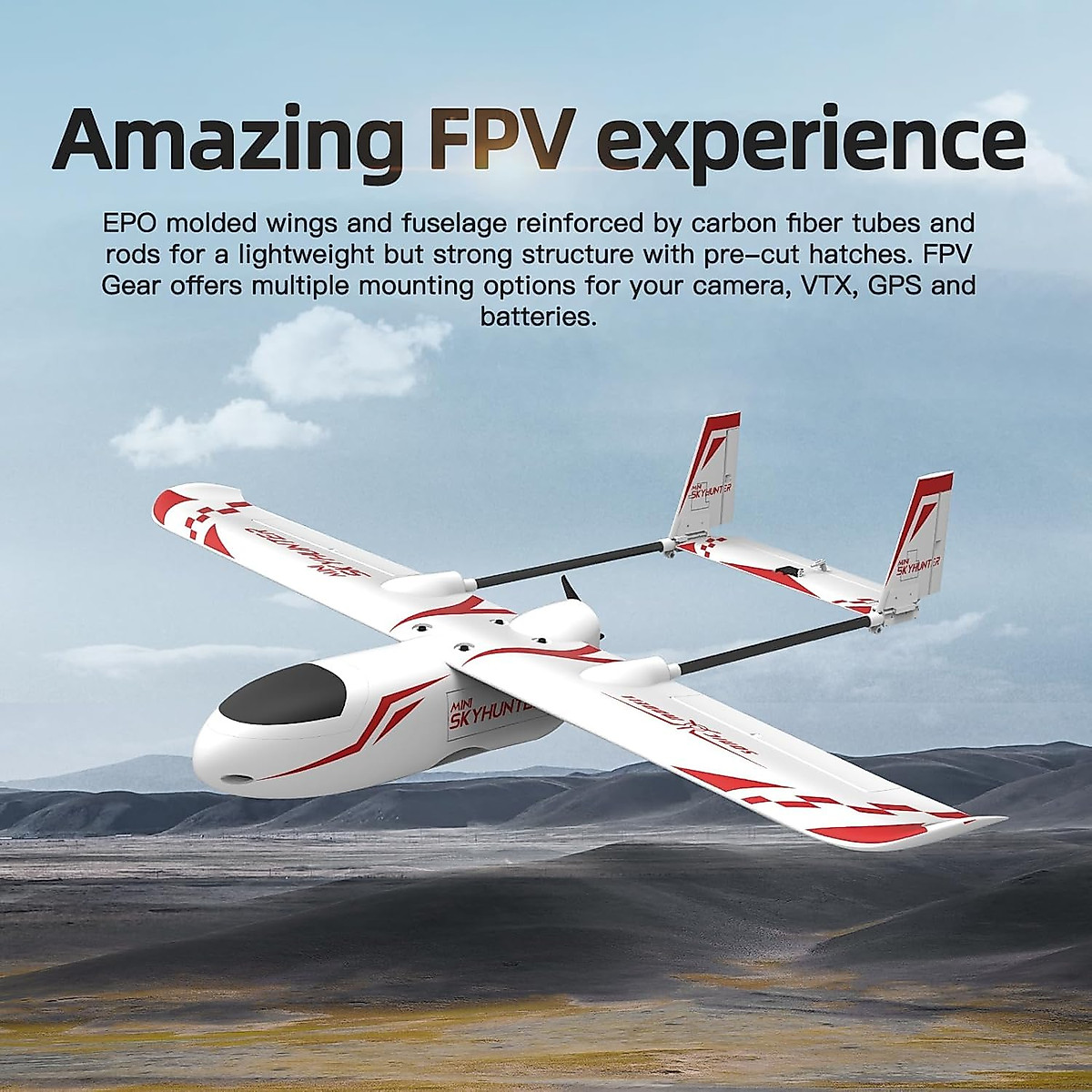 Sonic Modell Mini Skyhunter V2 FPV Airplane, FPV Racer RC Airplane for Adults with 1238MM Wingspan, Mini Size FPV UAV Platform RC Plane (KIT Version,White)