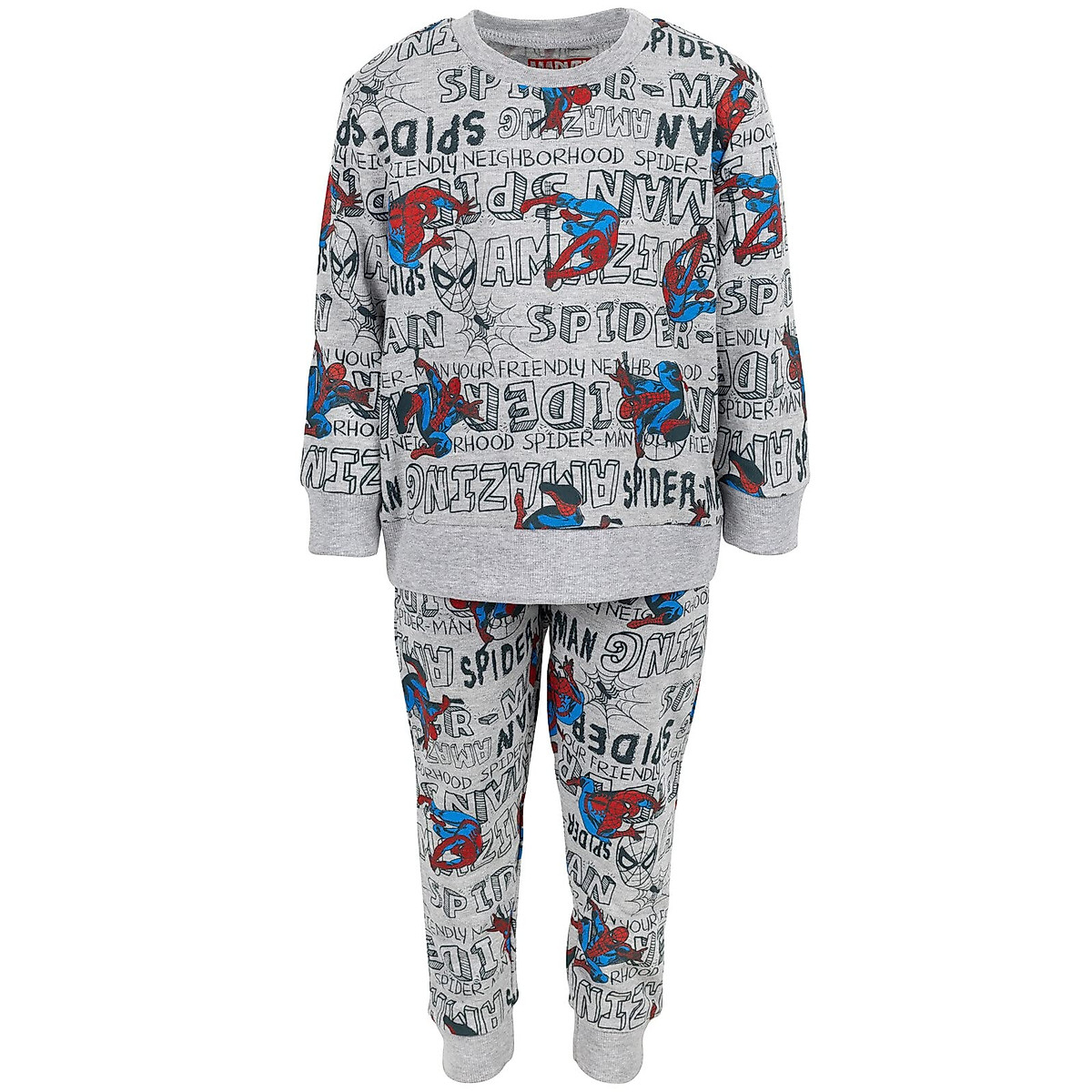 Marvel Spider-Man Little Boys French Terry Sweatshirt and Jogger Pants Set Grey Heather - Spider-Man 7-8