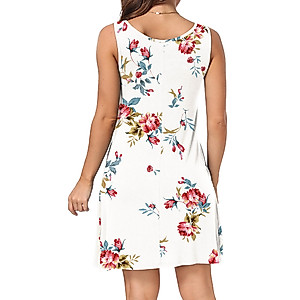 HAOMEILI Women's Floral Print Casual Swing T-Shirt Dresses with Pockets