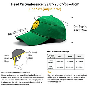 SONMONY Smile Face Baseball Hat Washed Dad Hat for Men Women Cute Baseball Caps Unstructured Smile Embroidered Hat Green
