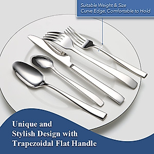 40 Piece Silverware Set Service for 8, EIUBUIE Premium Stainless Steel Cutlery Set, Mirror Polished Flatware Sets Heavy Duty and Solid, Modern Kitchen Eating Utensils Set Include Spoons Forks Knives