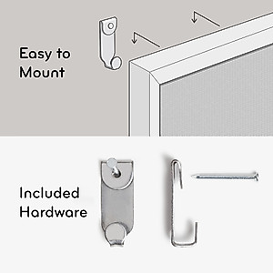 U Brands Farmhouse Linen Bulletin Board, 30 x 20 Inches, White Wood Frame (2074U00-01)