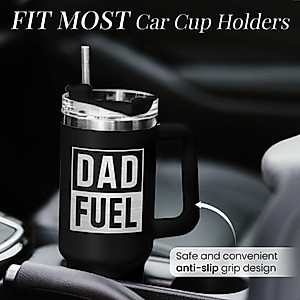 SANDJEST Dad Gifts from Daughter Son, Dad Fuel Tumbler with Handle 40oz, Stainless Steel Insulated Cup Gift Set with Lid & Straw, Coffee Tumblers for Dads Father's Day Birthday Christmas