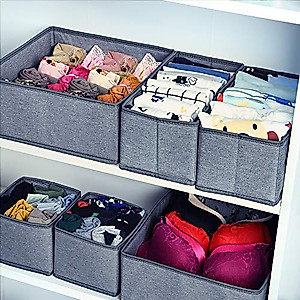 ULG Clothing Drawer Organizer Machine Washable Closet Drawer Dividers Foldable Sock Underwear Organizer Closet Dresser Drawer for Bras Socks Ties Belts Scarves Nursery Baby Clothe (Light Grey)