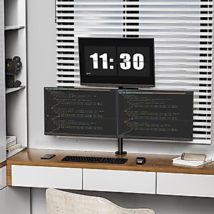 WALI Triple Monitor Desk Mount, Fully Adjustable Three Monitor Stand Fits 3 Screens up to 27 inch, 22 lbs, Weight Capacity per Arm (M003), Black