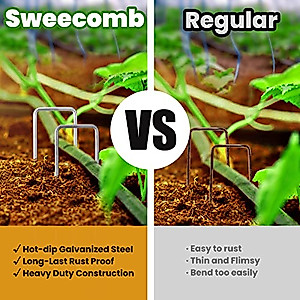 6 Inches Heavy Duty Galvanized Steel Garden Stakes Staples Securing Pegs for Securing Weed Fabric Landscape Fabric Netting Ground Sheets and Fleece, Christmas Decoration Accessories (20, Silver)