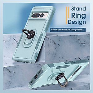MILPROX Case Compatible for Google Pixel 7 Case, Dual-Layer Protective Shockproof Heavy-Duty Bumper Phone Case Cover with 360 Ring Kickstand for Google Pixel 7 Case - Mint