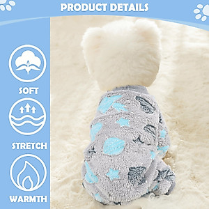 Fleece Dog Pajamas for Small Dogs Boy, Fall Winter Dog Pjs Cute Extra Small Puppy Clothes, 4 Legs Dog Sweater Jumpsuit, Soft & Stretchy Dog Onesies Pet Apparel Outfits for Chihuahua Yorkie Cat, XXXS