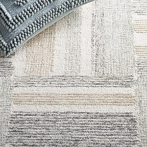 Safavieh Micro-Loop Collection 8' x 10' Ivory/Grey MLP954A Handmade Contemporary Wool Area Rug