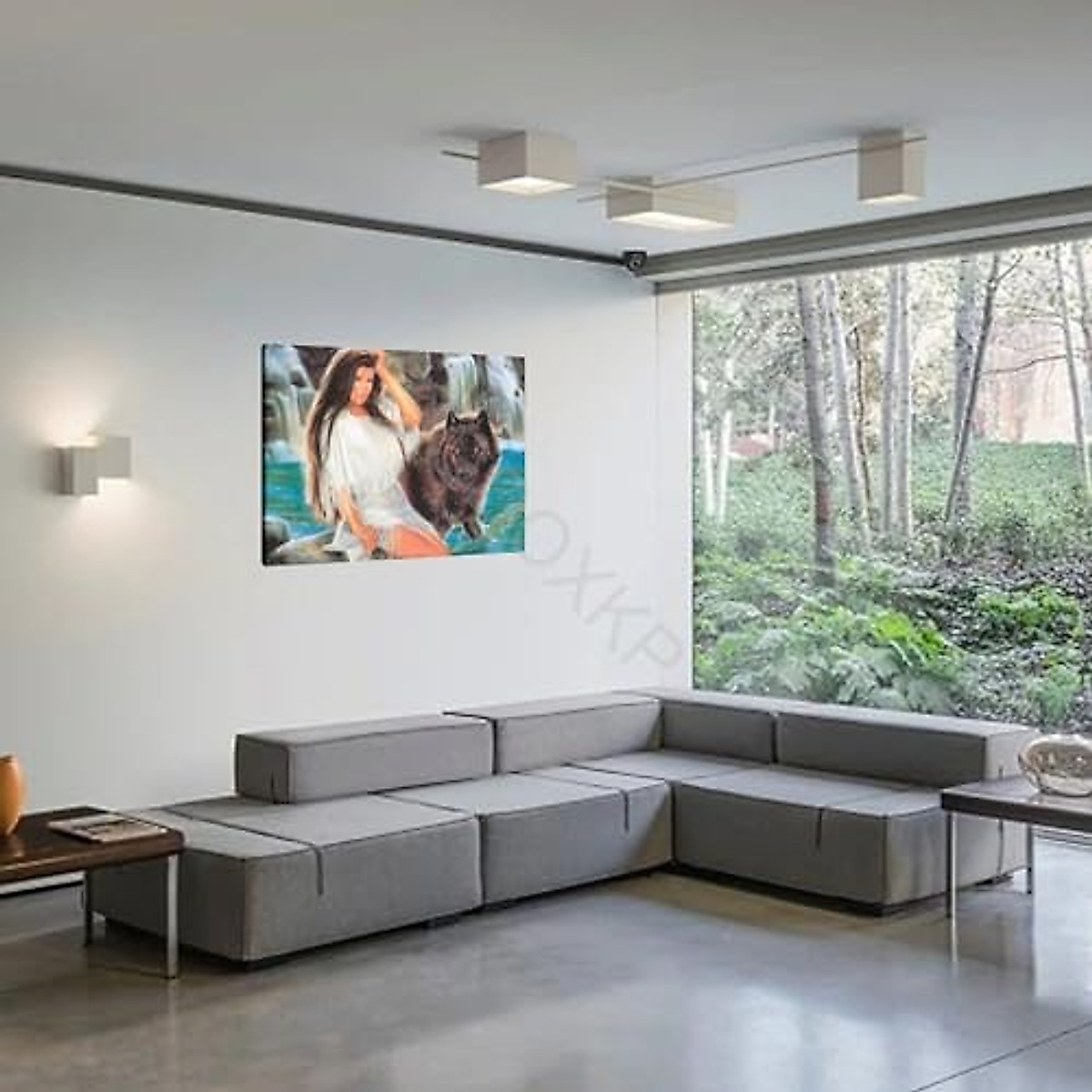 Native American Girl And Wolf Art Poster by Famous Artist Maija Junno (4) Canvas Poster Bedroom Decor Office Room Decor Gift Frame-style 20x16inch(50x40cm)