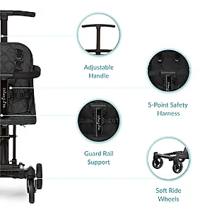 Dream On Me Lightweight and Compact Coast Rider Stroller with One Hand Easy Fold, Adjustable Handles and Soft Ride Wheels, Black