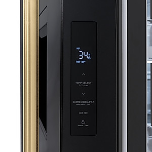 ZLINE Autograph Edition 36 in. 28.9 cu. ft. Standard-Depth French Door External Water Dispenser Refrigerator with Dual Ice Maker in Black Stainless Steel and Champagne Bronze Traditional Handles