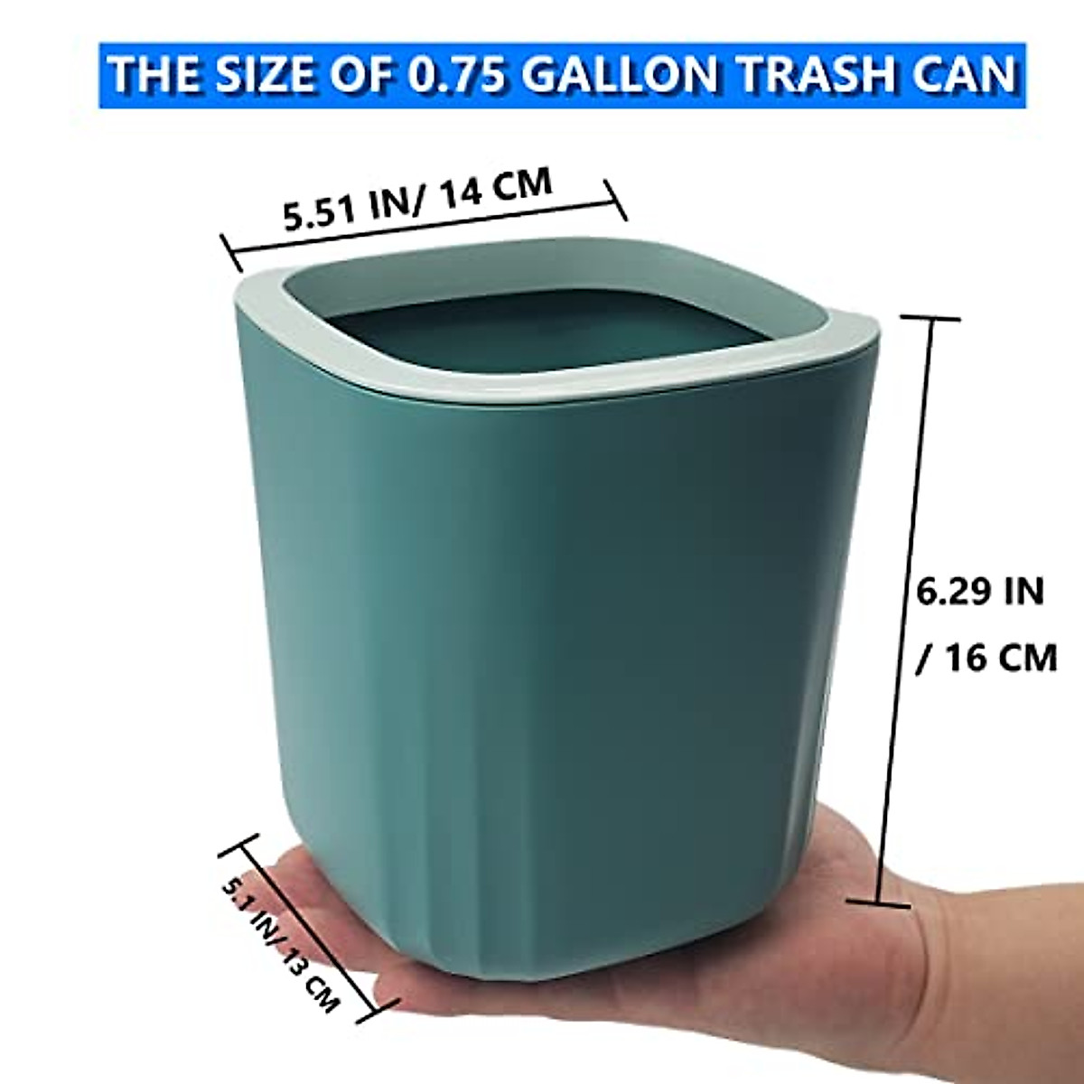 JASINCESS 0.5 Gallon Small Trash Can Mini Desktop Trash Can Plastic Trash Can 0.5 Gal Square Trash Can for Desktop, Kitchen, Bedroom, RV, Home Office, Kids Room - 2 Pack