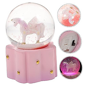 VOSAREA Unicorn Crystal Ball Kid Gifts Kids Gifts Dining Table Decor Kids Snow Dome Snow Globe Ornament Collectible Snow Globe Glowing Ball Decorative Handicraft Unicorn Globe Gift Doll 3D