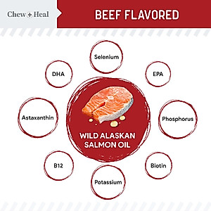 Pure Wild Alaskan Salmon Oil for Dogs - 16 oz. Beef Flavored Salmon Oil - Pump Cap Bottle - Contains Omega-3 and 6, EPA, and DHA for Healthy Skin and Coat - Toxin Free
