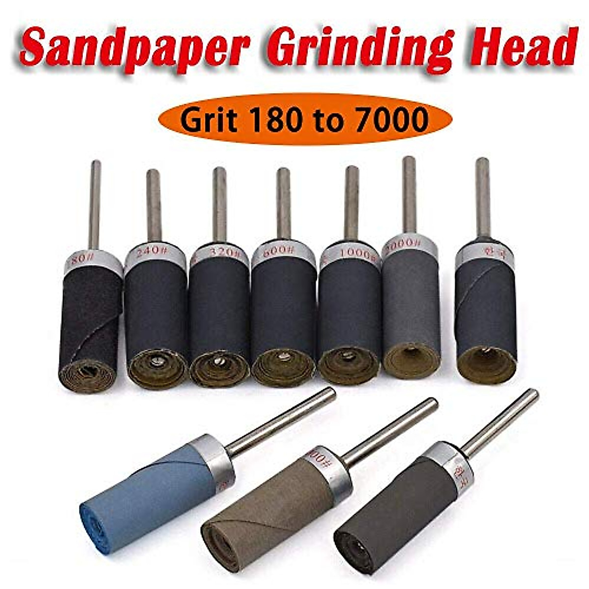 10 Pcs Sanding Drums Sleeves Sandpaper Bar Sander Accessories Rotary Kit Polishing Burr Stick Roller Sanding Tool 800 Grits